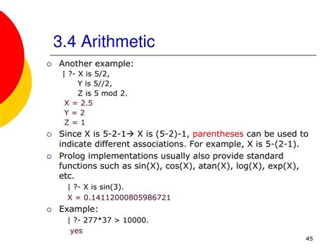 Ppt Part 1 The Prolog Language Chapter 3 Lists Operators Arithmetic