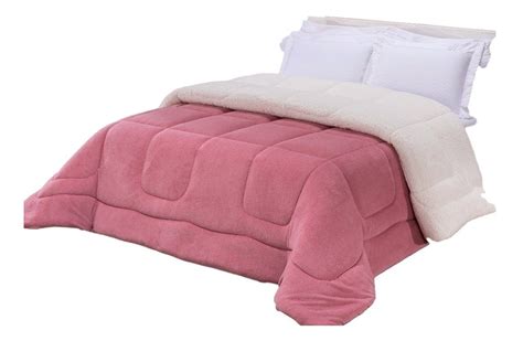 Coberdrom Casal Queen Sherpa Edredom Pele De Carneiro Rosa Shopee Brasil