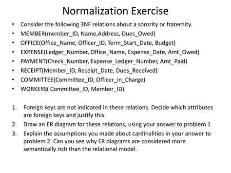 Ppt Normalization Exercise Powerpoint Presentation Free Download