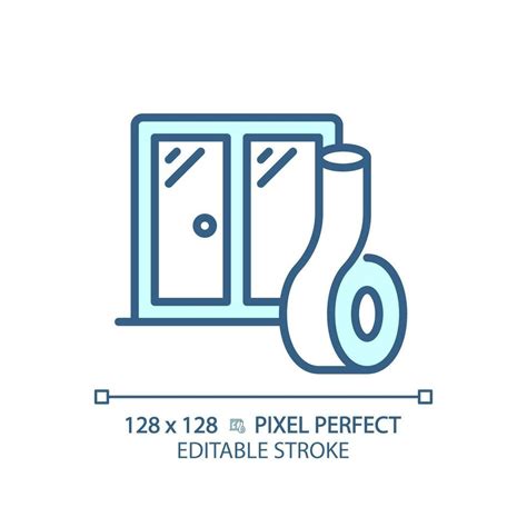 D Pixel Perfect Editable Soundproof Windows Blue Icon Isolated Vector Soundproofing Thin Line