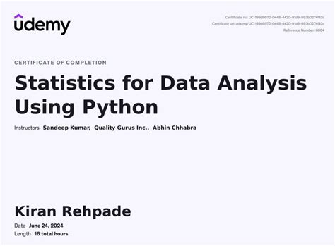 Completed Statistics For Data Analysis Using Python Course Kiran