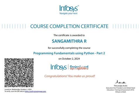 Sangamithra R On Linkedin Infosys Springboard Learningjourney