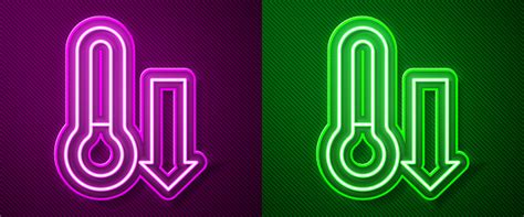 Garis Neon Bersinar Ikon Pengukuran Termometer Meteorologi Terisolasi