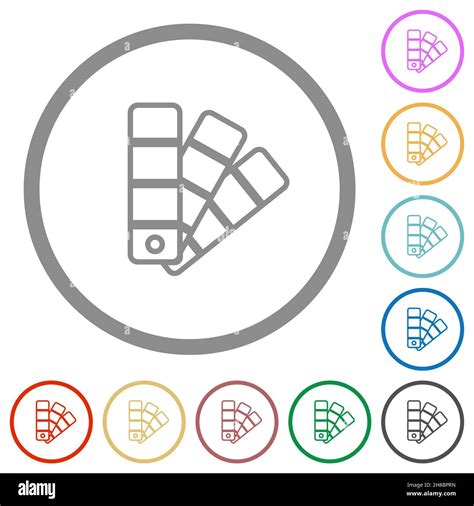 Color Swatch Outline Flat Color Icons In Round Outlines On White Background Stock Vector Image