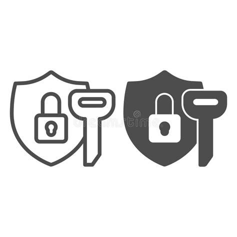 Key And Safety Emblem With Lock Line And Solid Icon Design Recruitment Concept Vector Graphics