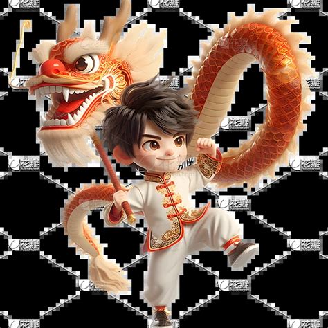龙年春节新春新年过年除夕3d立体c4d中国风中式舞龙舞狮龙元素素材素材 花瓣网