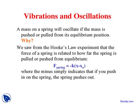 Vibrations And Oscillations General Physics I Lecture Slides
