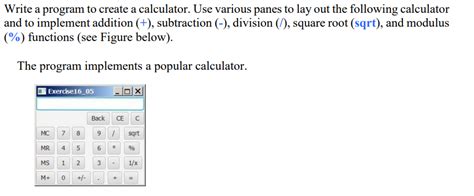 Solved Write A Program To Create A Calculator Use Various Chegg Com