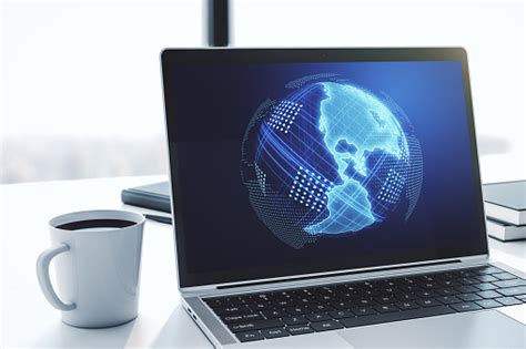 Digital America Map On Modern Laptop Screen International Trading