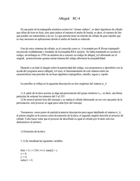 Algortimos De Encriptacion Basados En Rc4 Alleged Rc En Una Partede