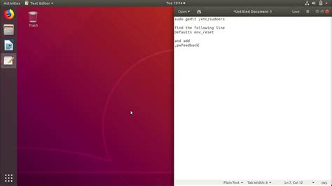 how to display asterisks when typing your password in ubuntu 18 04