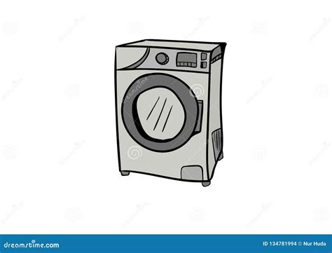 Washing Machine Icon Vector With Doodle Style Stock Vector