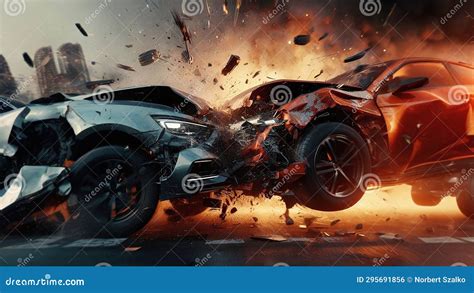 Explosive Collision Ai Generated Illustration Realistic Stock