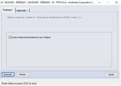 Cross Segmentos Linha Datasul MRE Importar Natureza De Rendimento CD Central De