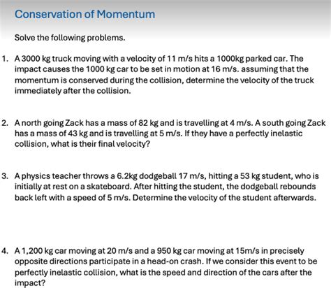 Conservation Of Momentum Solve The Following StudyX