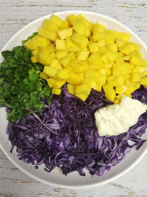 Red Cabbage And Mango Slaw Cre At Home