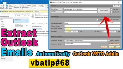 Outlook Email Extractor Vsto Excel Addin English And Hindi Vbatip68 Youtube