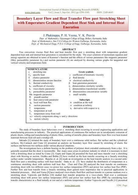 Boundary Layer Flow And Heat Transfer Flow Past Stretching Ijmer