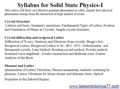 Solid State Physics 1 Crystal Structure Notes Complete Chapter In Pdf Free