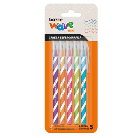 Kit Caneta Esferográfica Mini 5 Cores Bazze