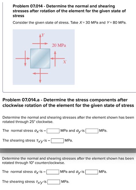 Solved Problem Determine The Normal And Shearing Chegg