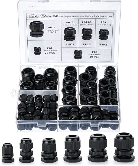 Buy Bates- Nylon Cable Gland, 50 pcs, 3-16 mm Cable Gland Connectors ...