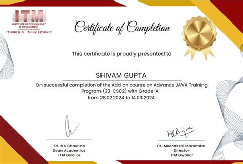 Java Advancedjava Certificateachieved Skilldevelopment Shivam Gupta