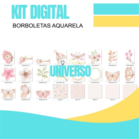 Kit Digital Borboletas Aquarela Elo7 Produtos Especiais