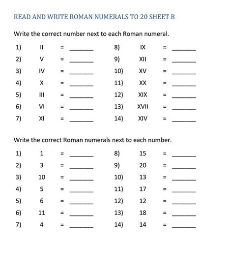 Printable Practice Roman Numerals Free Download And Print For You