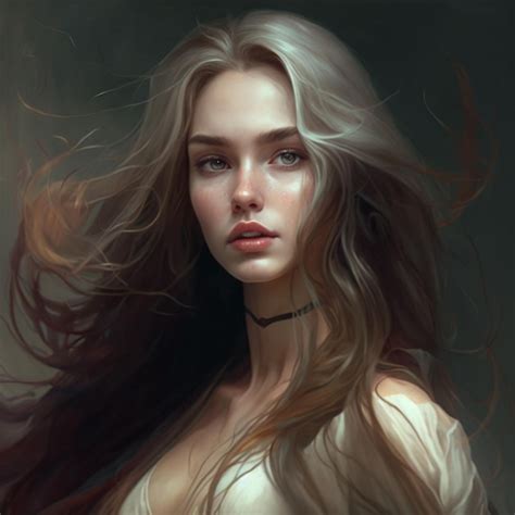 Premium AI Image Painting Of A Woman With Long Hair And A Choker Generative Ai