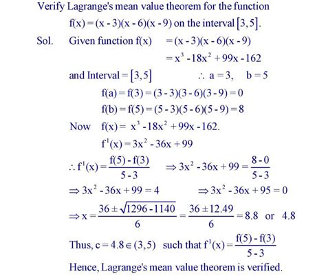 Rolles And Lagranges Theorem Formula Formula In Maths