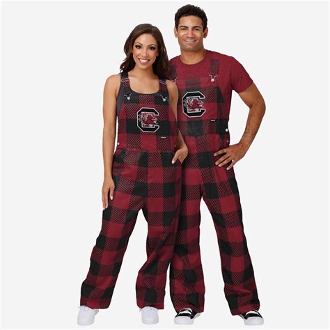South Carolina Gamecocks Mens Plaid Bib Overalls Foco
