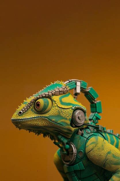 Premium Ai Image Robot Chameleon On A Simple Background