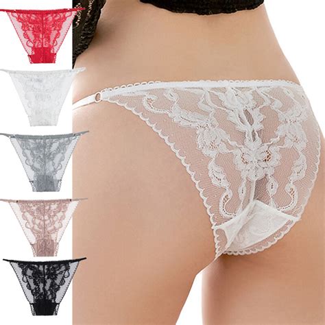 Pack Of 5 Sexy Womens See Through Lace Sheer Panties Briefs Underwear