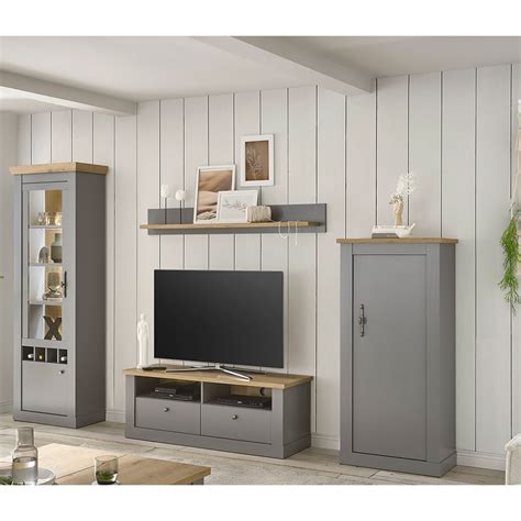 Lomadox Wohnwand 4 St Grau Mit Artisan Eiche Nb 31920144 Cm