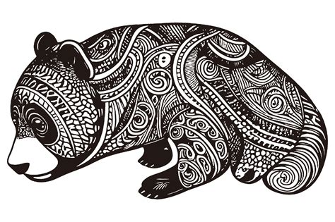 Little Panda Line Art Ornament Vector Graphic By Arief Sapta Adjie Ii