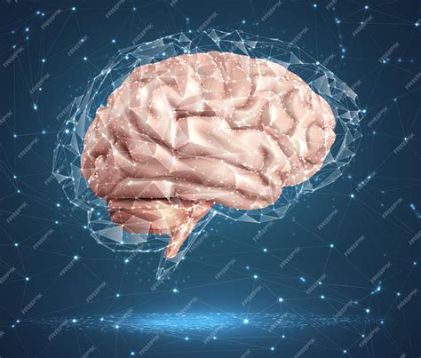 인간의 두뇌와 추상적인 디자인 요소 메쉬 벡터 프리미엄 벡터