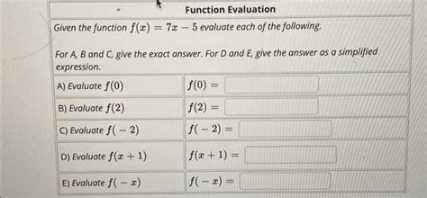 Solved Function Evaluation Given The Function F X X Chegg