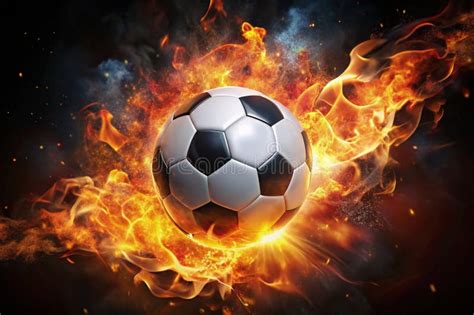 Vibrant Soccer Ball Surrounded By Flames Creates Intense Visual Impact