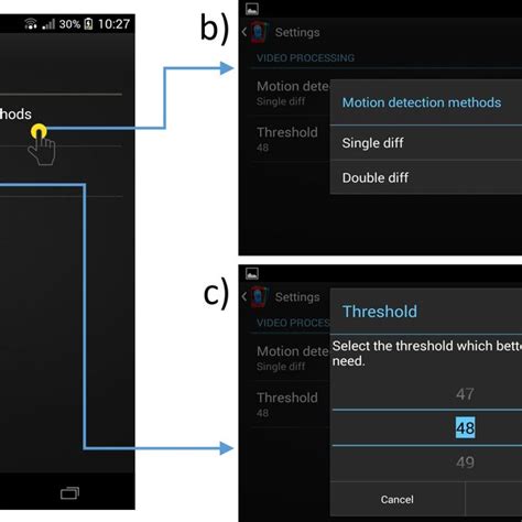 A The Settings Activity B Motion Detection Algorithm Selection