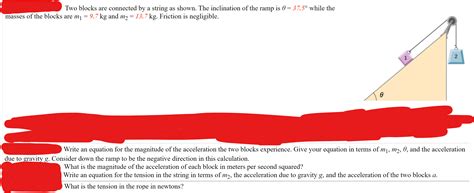 Solved Two Blocks Are Connected By A String As Shown The Chegg Com