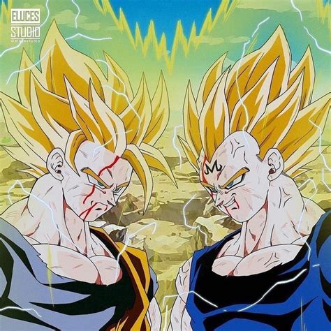 Goku Ssj VS Majin Vegeta Dragones Personajes De Dragon Ball Dibujos