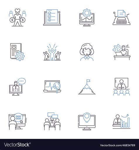 Collaborative Task Force Line Icons Collection Vector Image