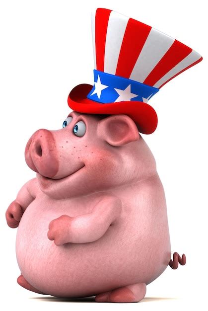 Premium Photo Fun 3d Cartoon Pig With An Uncle Sam Hat