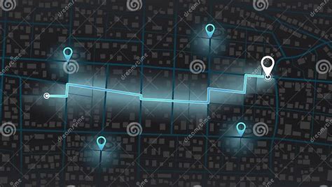 Gps Navigator Screen With Street Roads And Location Destination Points City Top View Online