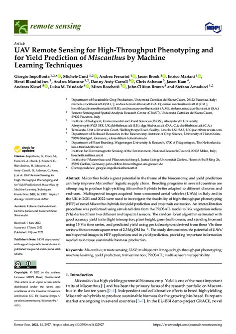 Pdf Uav Remote Sensing For High Throughput Phenotyping And For Yield