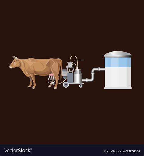Cow And Milking Machine Royalty Free Vector Image