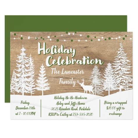 Rustic Winter Snow Holiday Party Invitation Ad Holidayparty