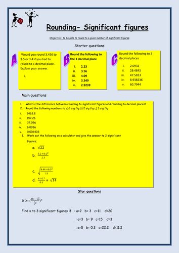 Rounding To Significant Figures Worksheet Teaching Resources