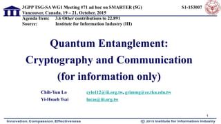 Quantum Entanglement Cryptography And Communication PPT